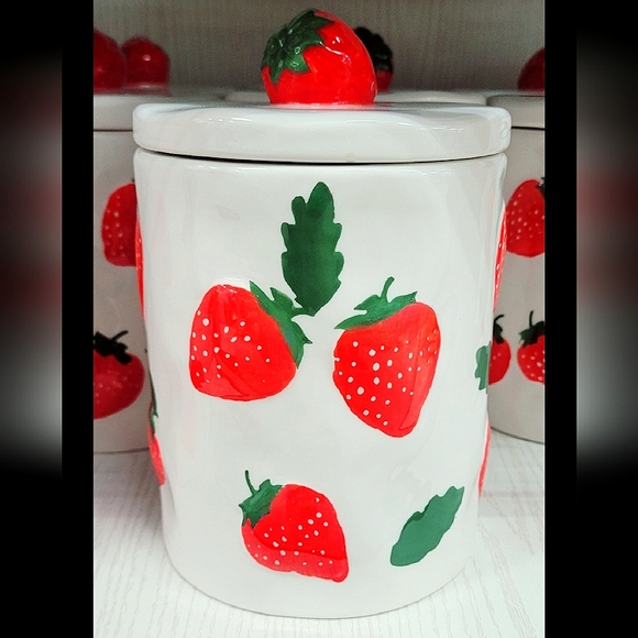 Kitchen | Lang By Design Hand Painted 1 Ceramic Canister Strawberry ...
